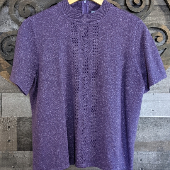 Koret | Sweaters | Vintage Koret Purple Silver Metallic Sweater Short ...